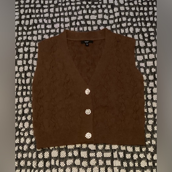 Papaya | Sweaters | Papaya Brown Sweater Vest With Jewel Buttons | Poshmark